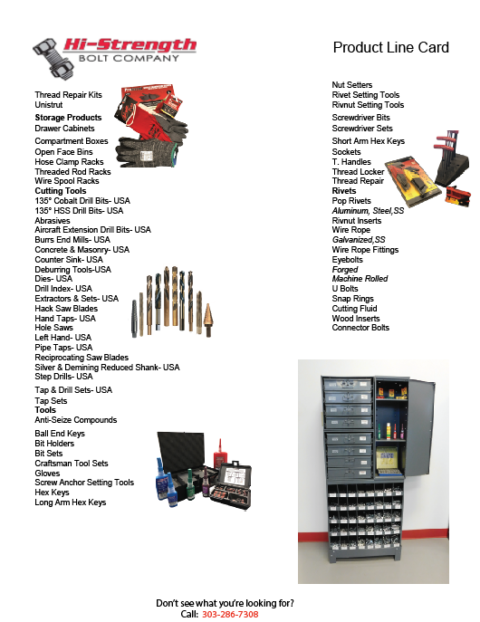 Line Card | Hi-Strength Bolt Company